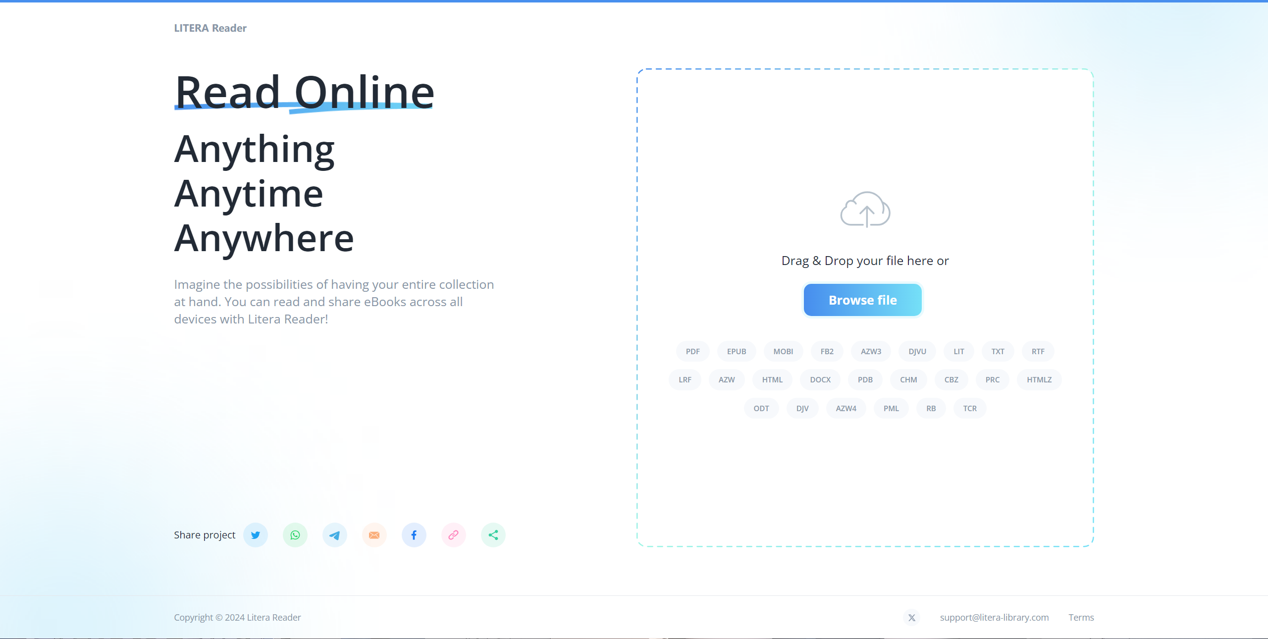 LITERA Reader：在线电子书阅读器 支持PDF等